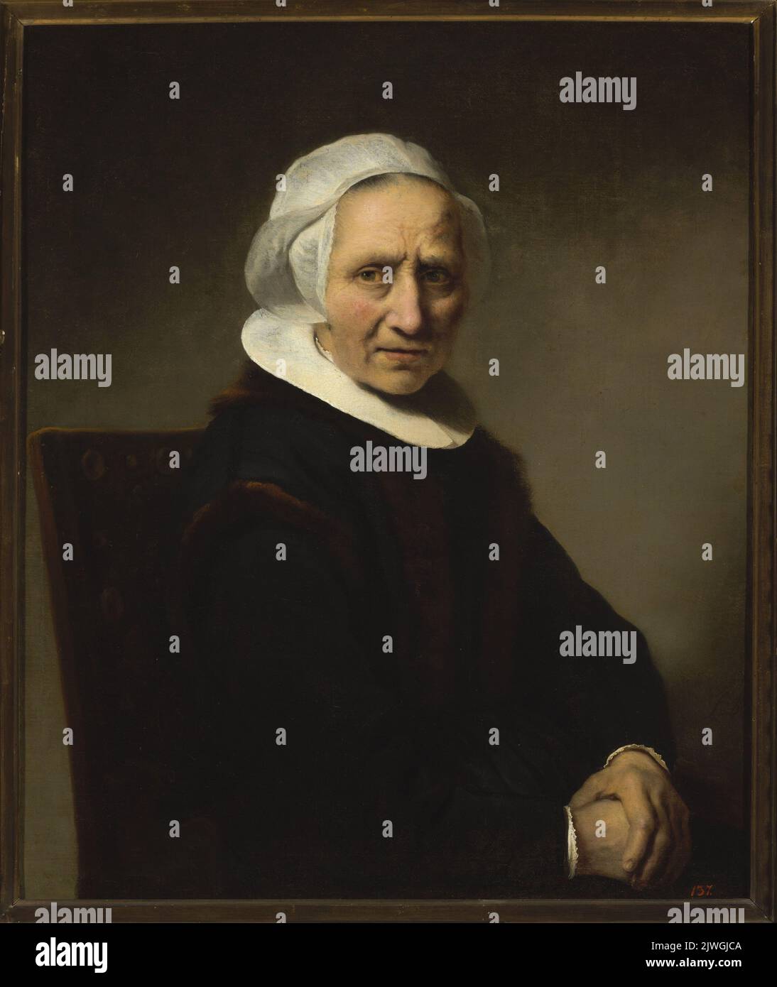 Portrait of an old woman in a white cap. Bol, Ferdinand (1616-1680 ...