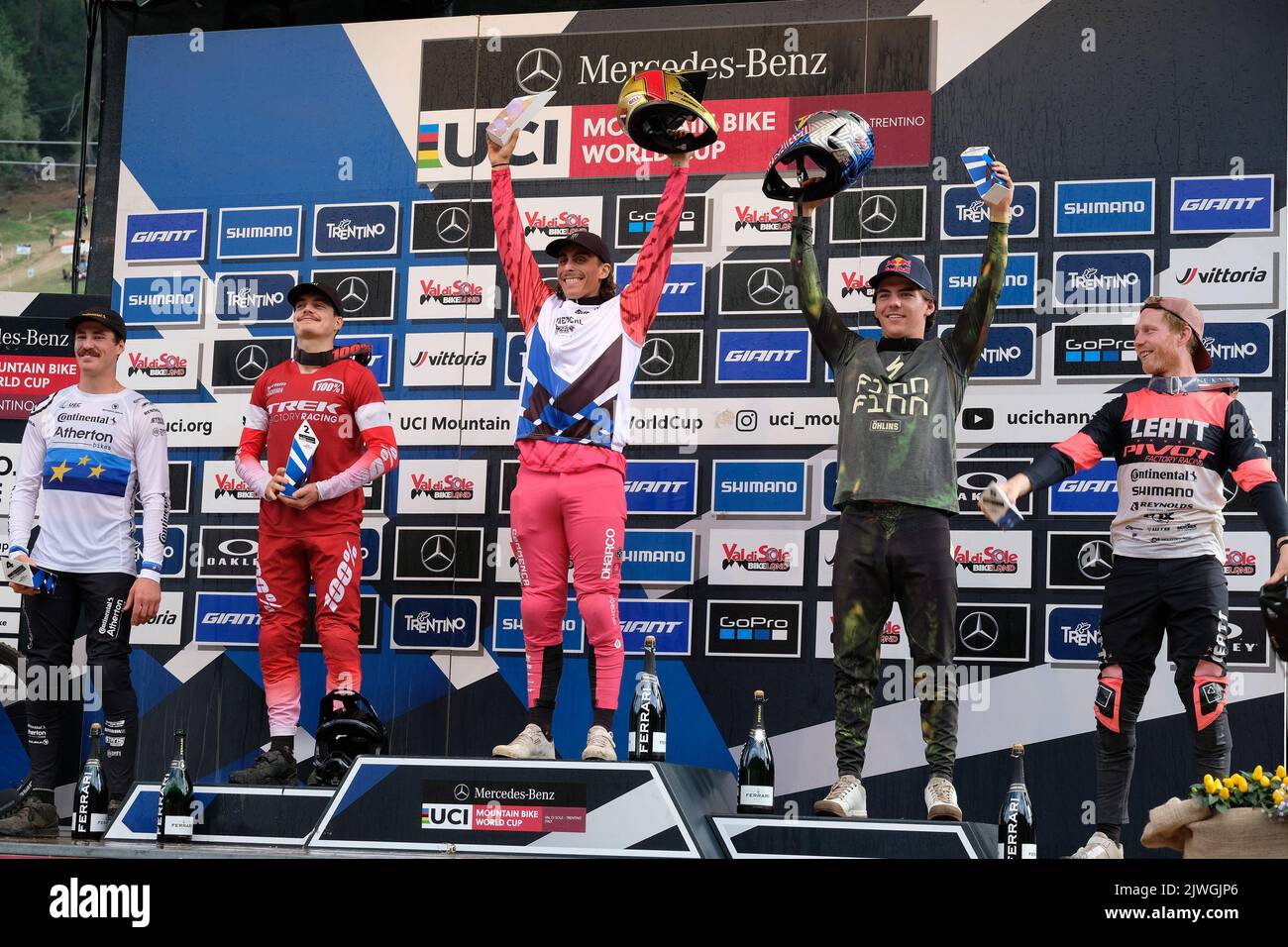 Daolasa, Val di Sole, Italy, September 03, 2022, The podium - Amaury Pierron (FRA) first place ...