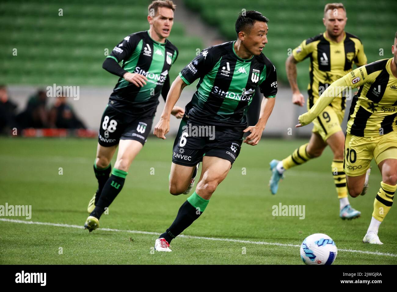 MELBOURNE, AUSTRALIA - MAY 14: Tomoki Imai of Western United during the ...
