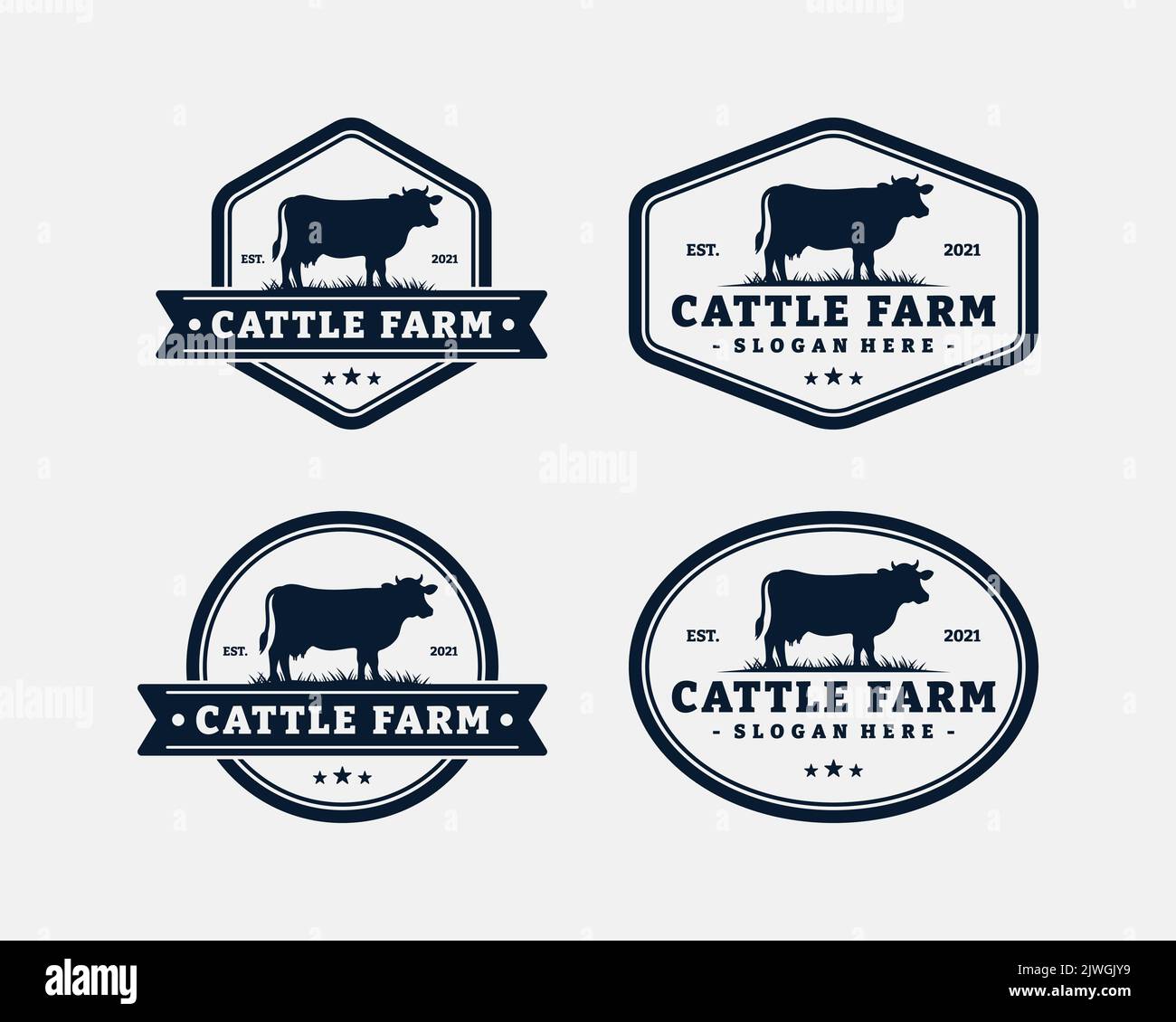 Set of cattle farm logo template design. Vintage black angus badge vector Stock Vector Image ...