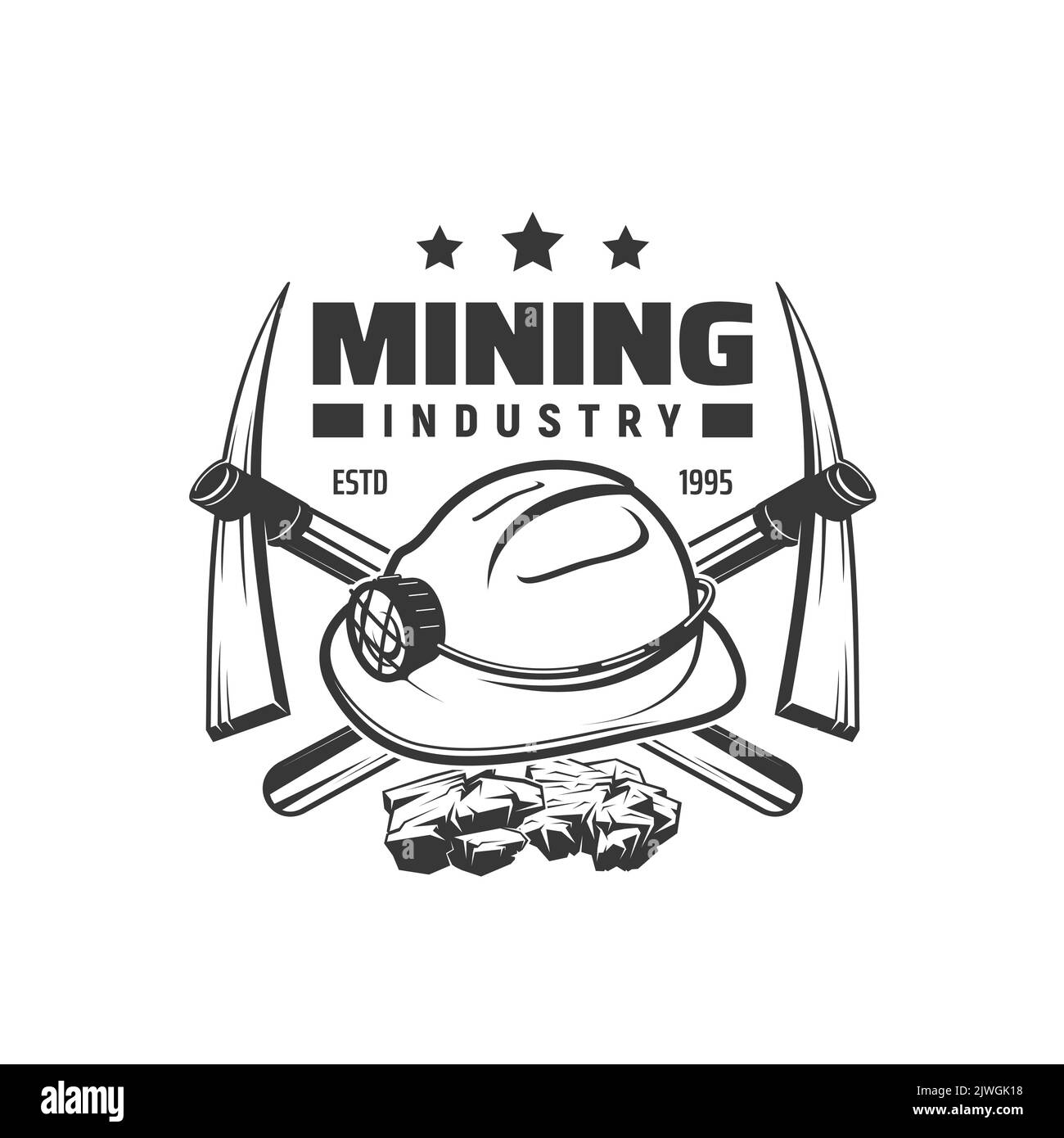Coal mining industry icon. Fossil fuel mining vector vintage sign or ... Coal mining industry icon. Fossil fuel mining vector vintage sign or ...