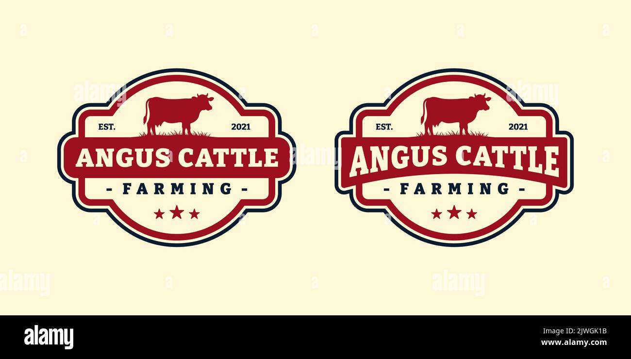 Set of cattle farm logo template design. Vintage black angus badge vector Stock Vector Image ...