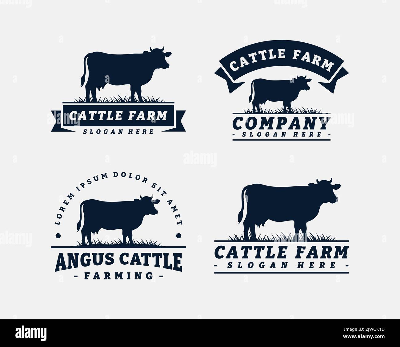 Set of cattle farm logo template design. Vintage black angus badge vector Stock Vector Image ...