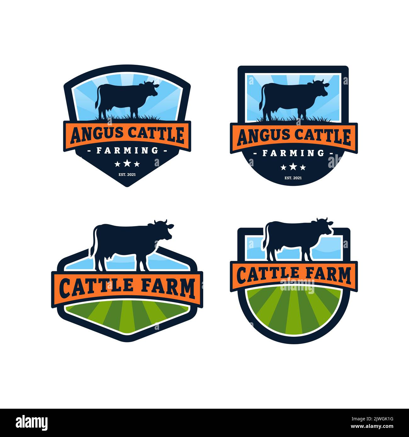 Set of cattle farm logo template design. Vintage black angus badge vector Stock Vector Image ...