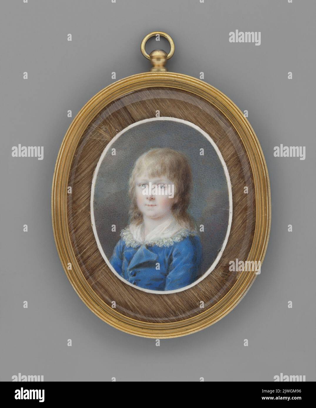 Miniature with hair and portrait of Jan Potocki. unknown, painter Stock ...