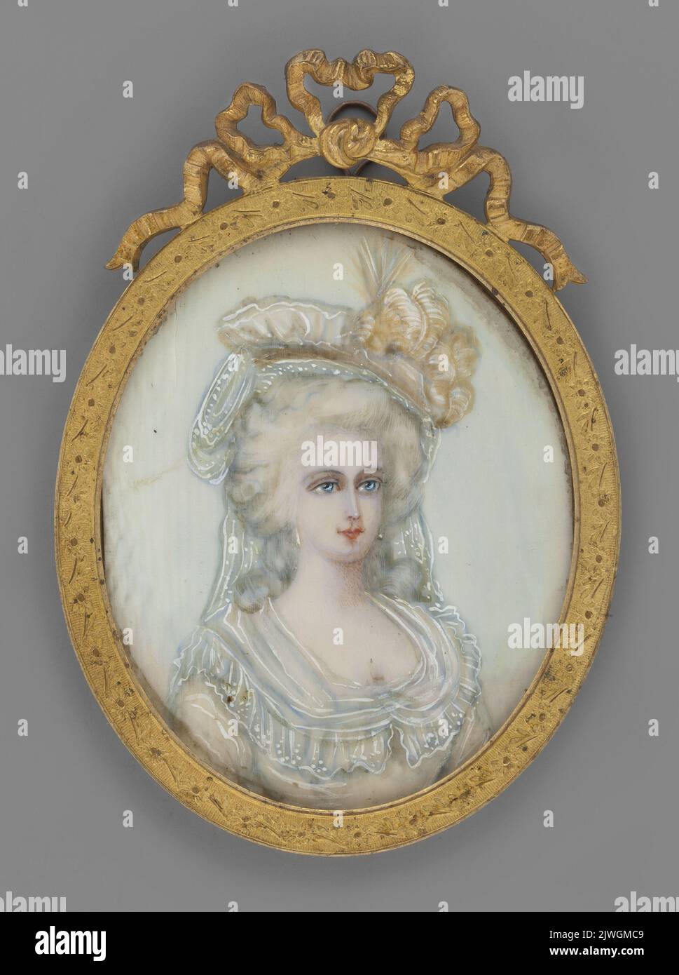 Portret damy w kapeluszu z piórami, niedokończony. unknown, painter ...