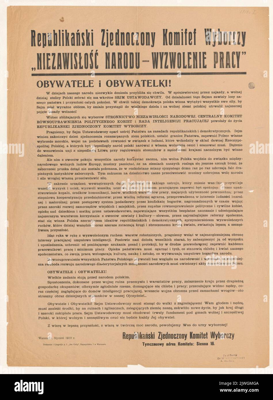 Election poster of the Republican United Election Committee [concerns ...