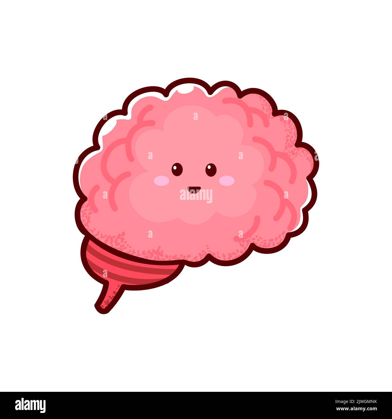Cute healthy human brain isolated kawaii cartoon emoticon, mind ...