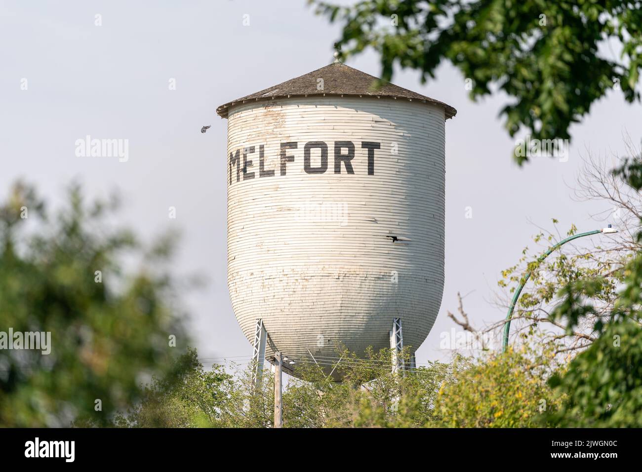 A water tank is photographed in Melfort, Sask., Monday, Sept. 5, 2022 ...