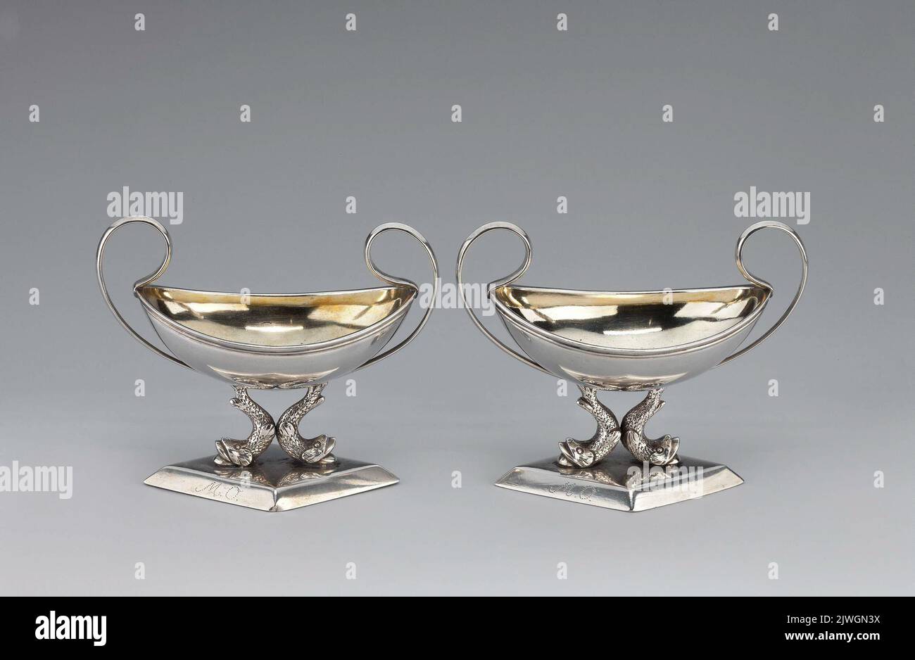 Pair of salt cellars on dolphins. Schwartz, Jan Maciej (1772-1828 ...