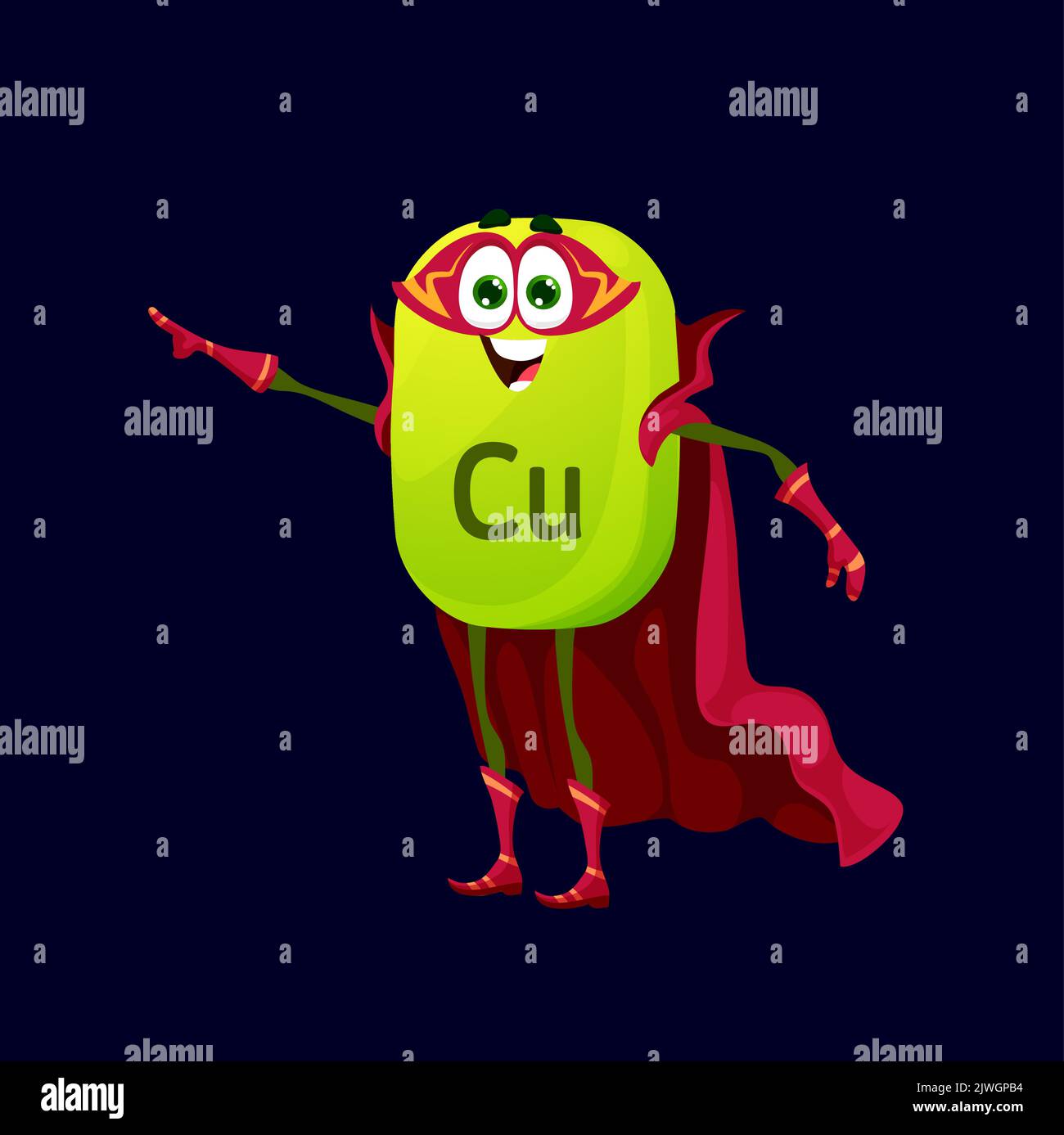 Cartoon copper or cuprum superhero micronutrient character. Isolated ...