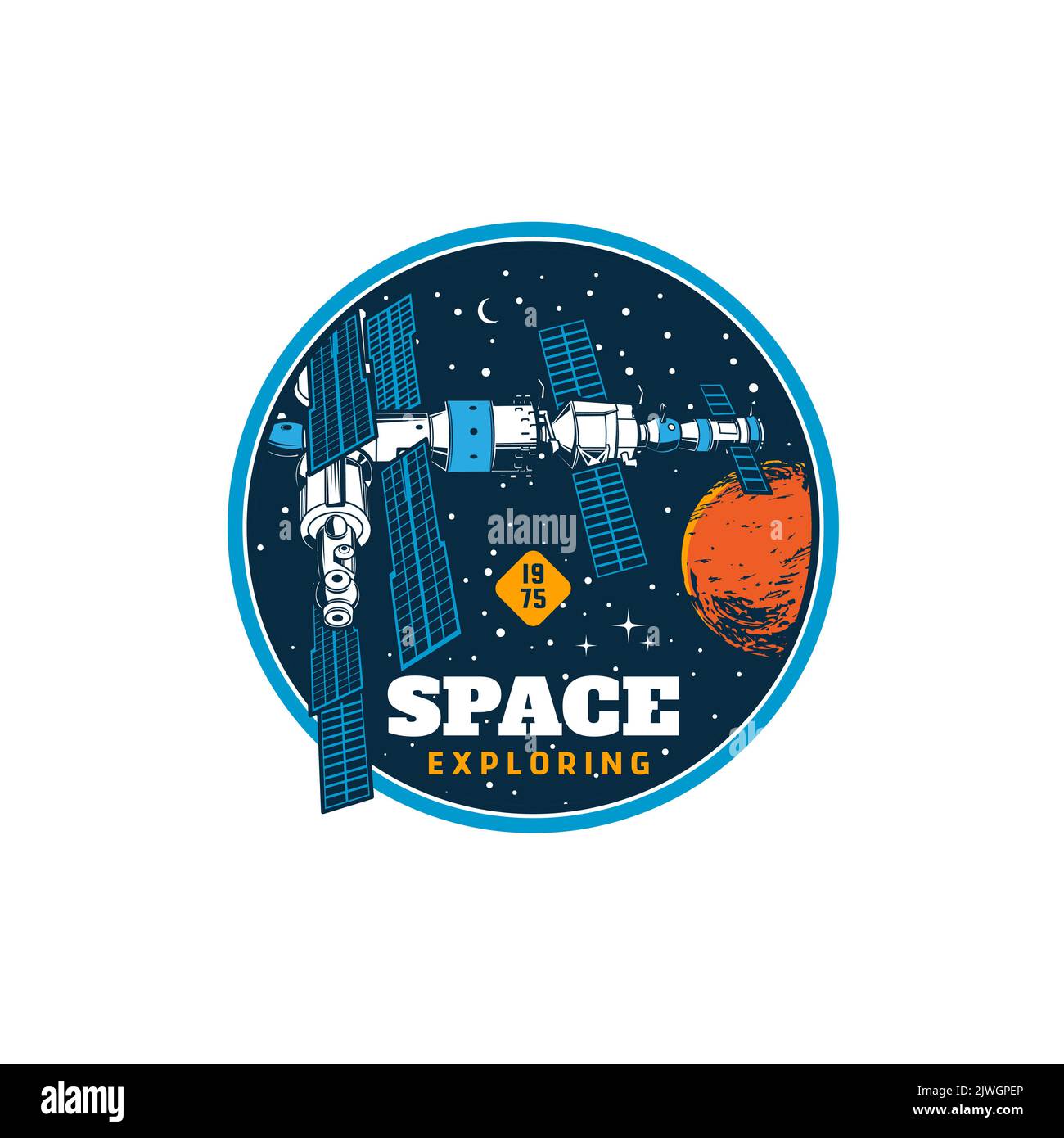 Orbital station icon. Space exploration vector icon or cosmos discovery ...