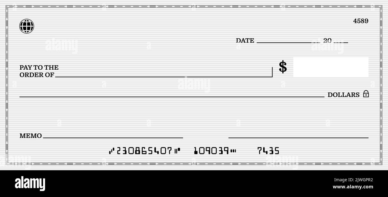 Blank bank check, checkbook cheque template for dollars payment, vector ...