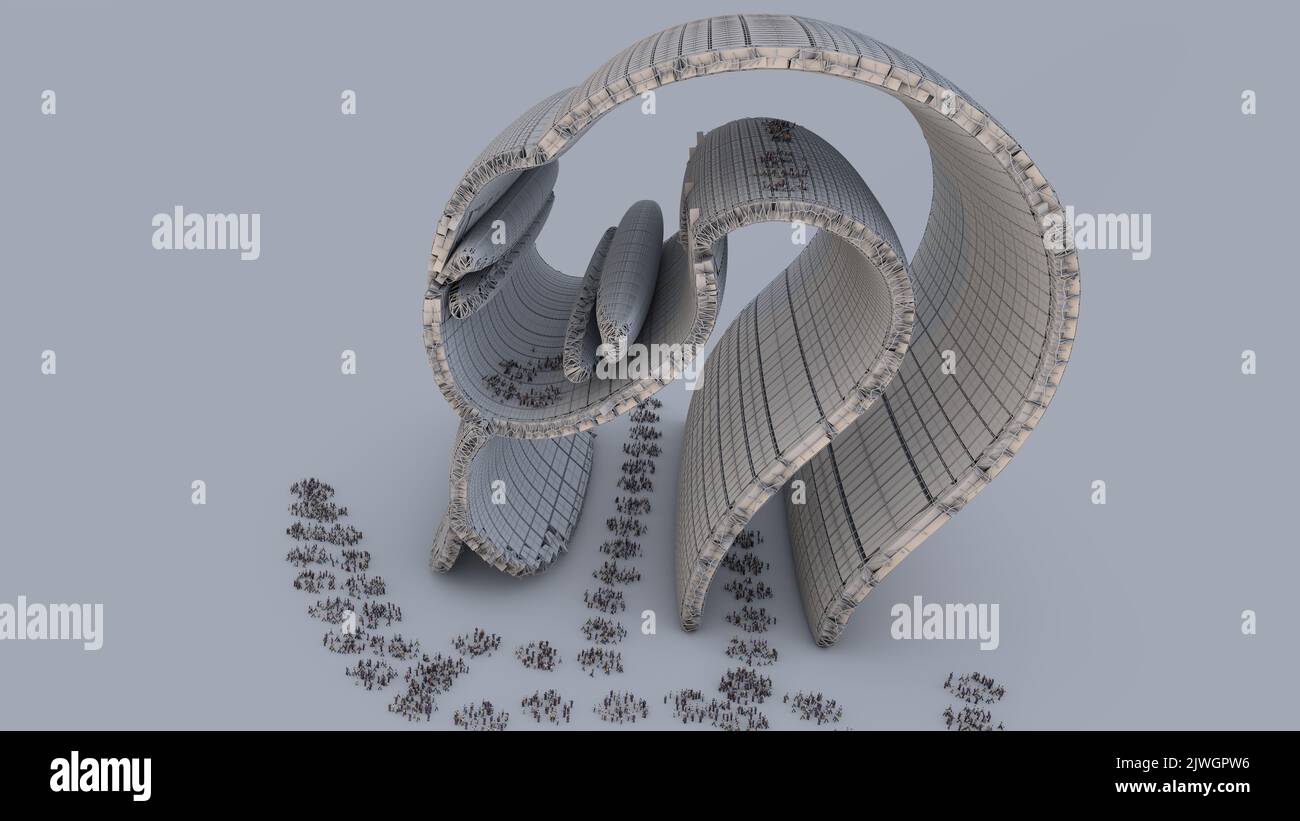 A 3D Illustration of a modeled architectural structure of a snake ...