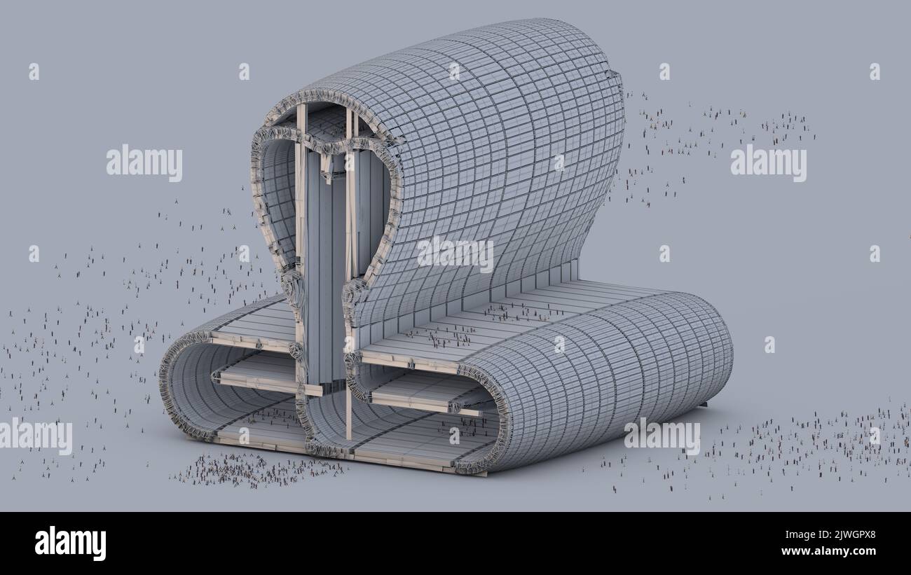 A 3D Illustration of a modeled architectural structure of a snake ...
