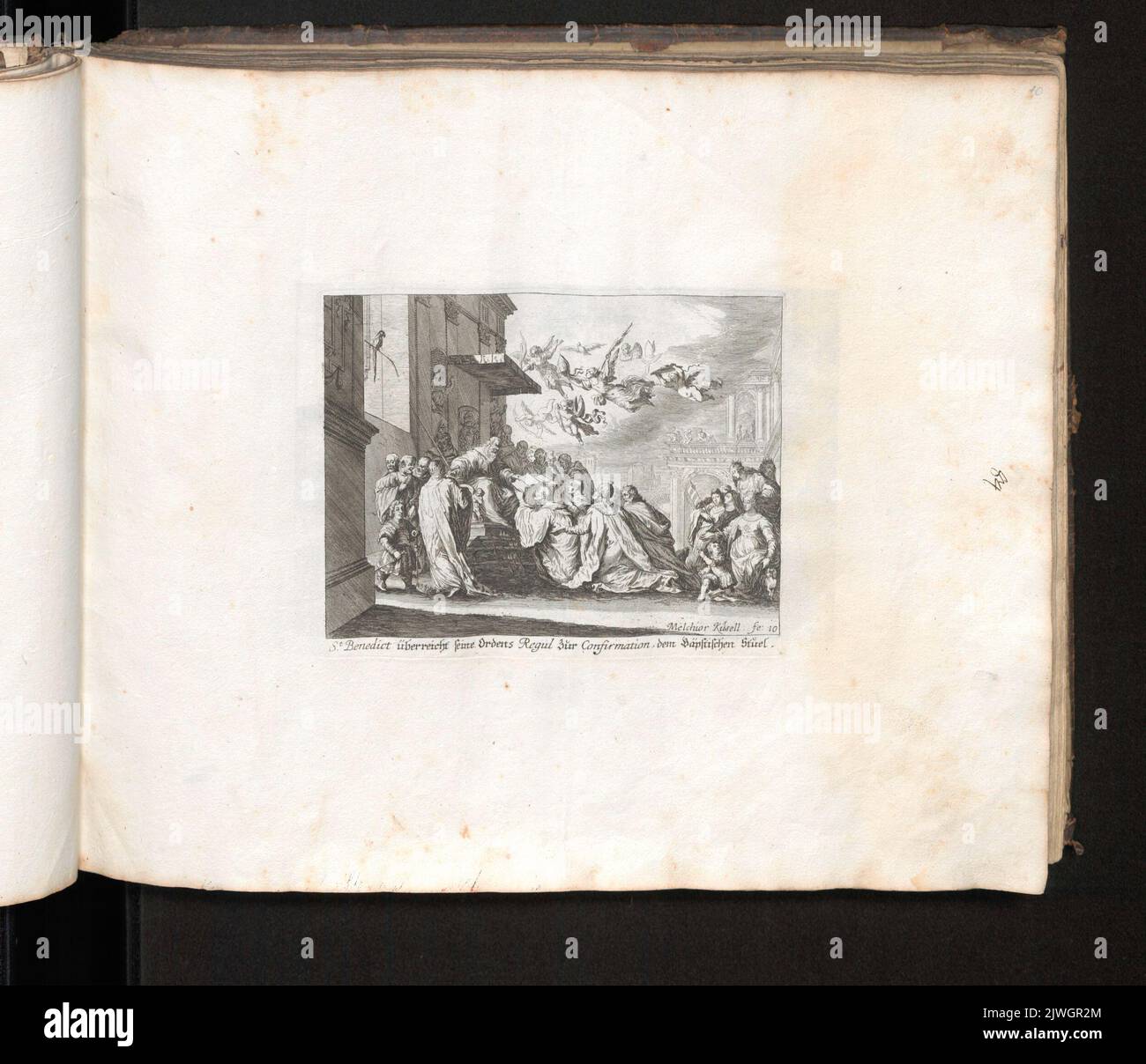 St. Benedict überreicht seine Ordens Regul zur Confirmation, dem ...