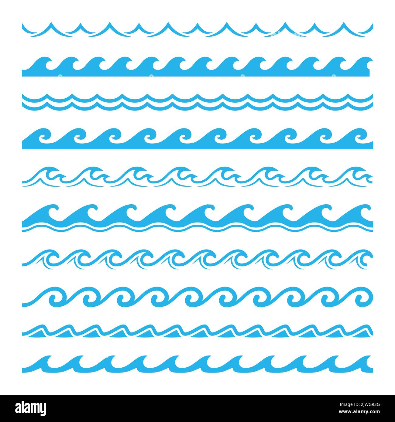Sea and ocean wave water frames borders and dividers. Clean aqua, river ...