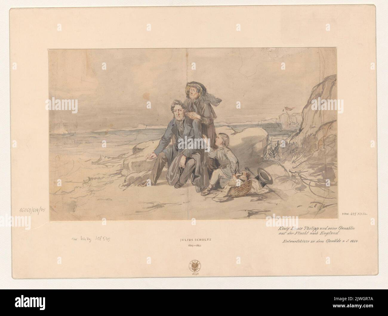 King Louis Philippe, his wife and his son during their flight to ...