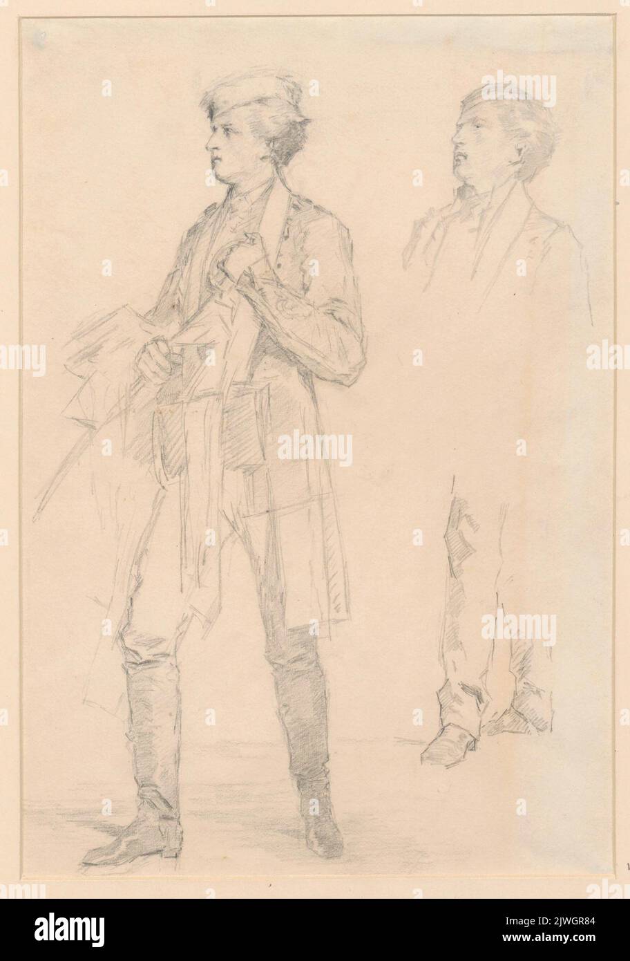 Two studies of a male figure (Baron von Rothkirch). Scholtz, Julius ...