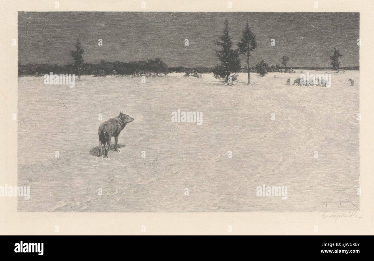 A Winter Night. Łopieński, Ignacy (1865-1941), graphic artist, Kowalski ...