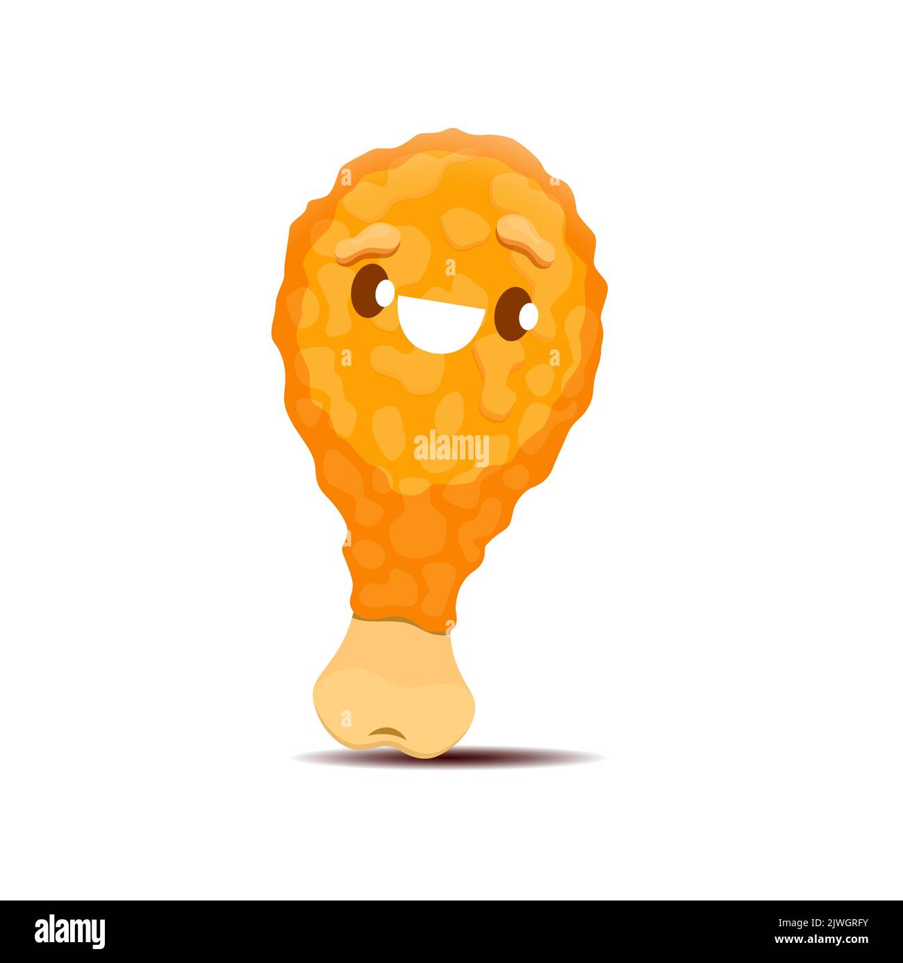 Chicken leg cartoon fast food character. Isolated vector kawaii fried ...