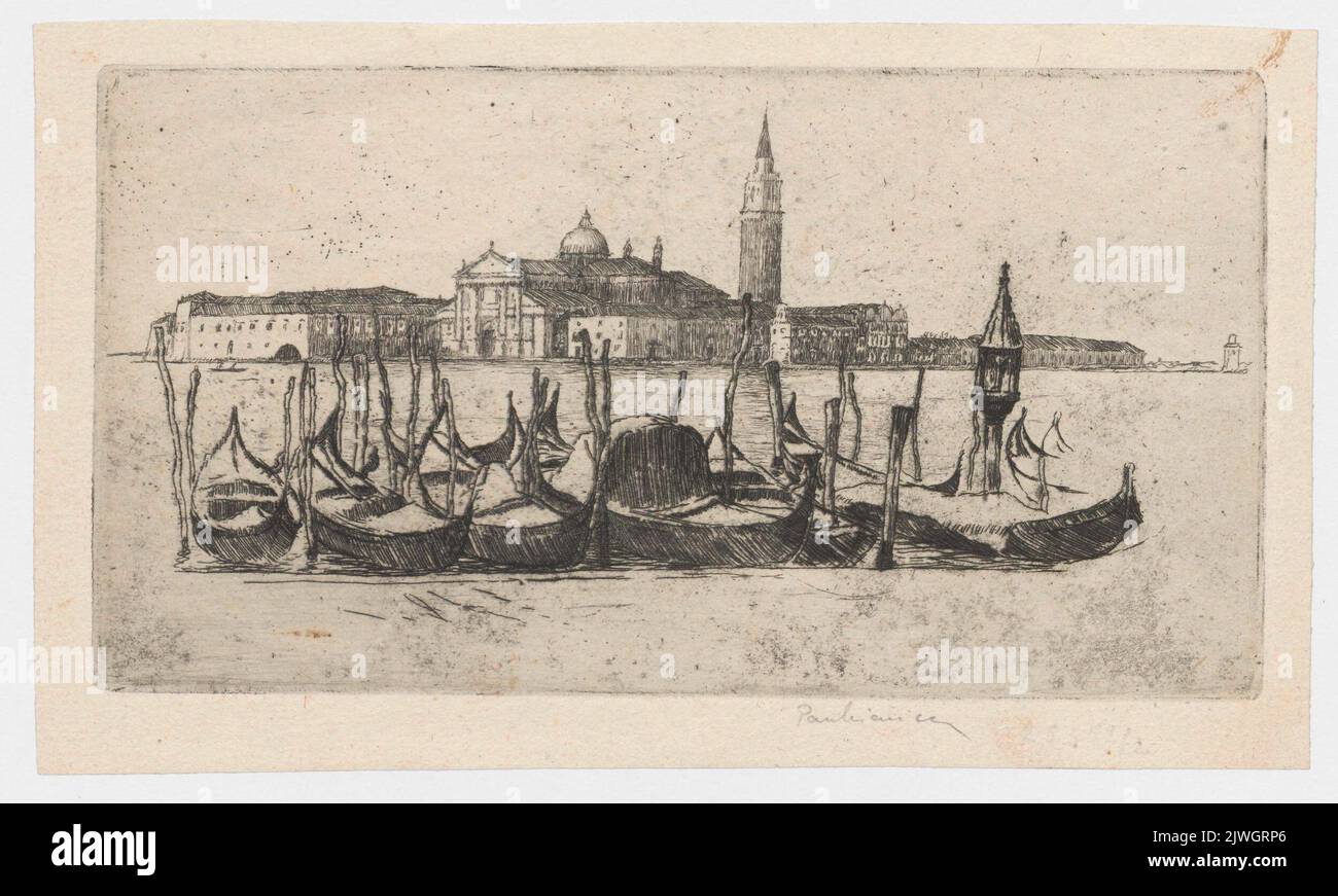 Venice - Gondolas. Pankiewicz, Józef (1866-1940), graphic artist Stock ...