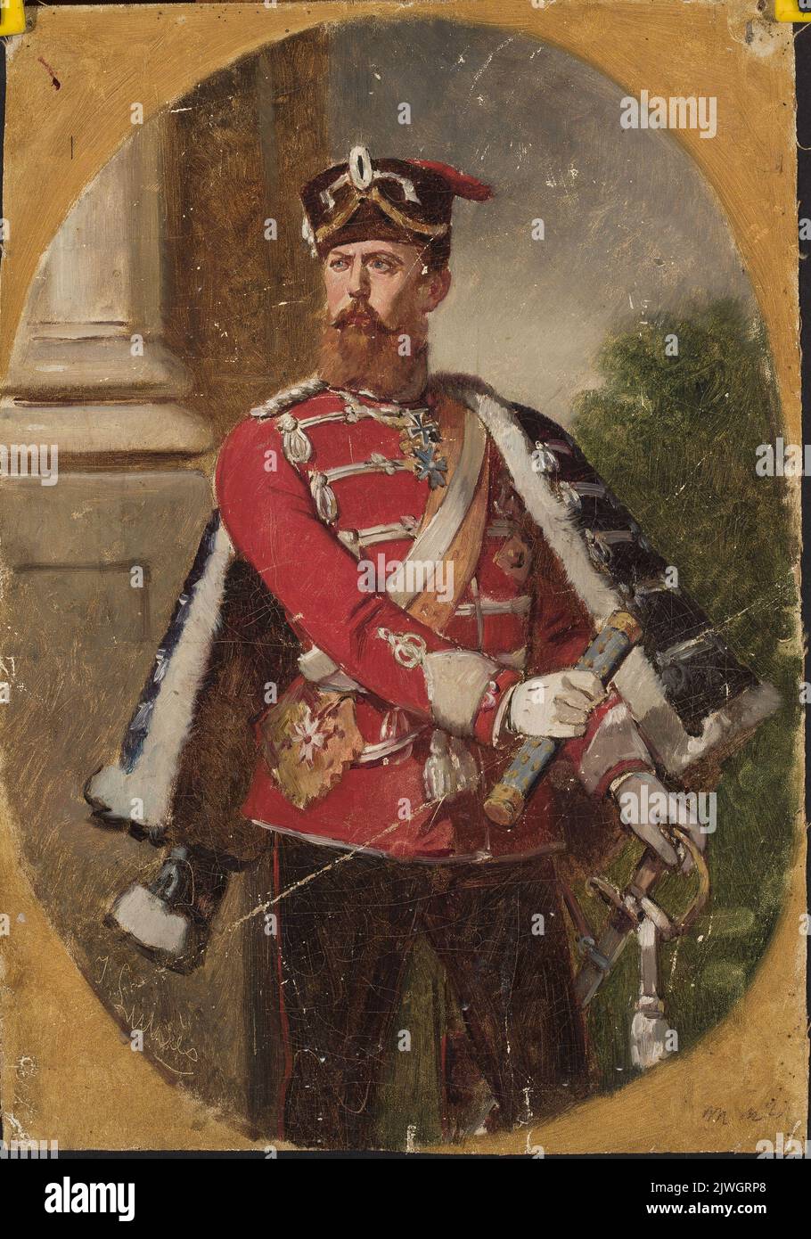 Portrait of a man in the uniform of the Imperial Guard hussar officer ...