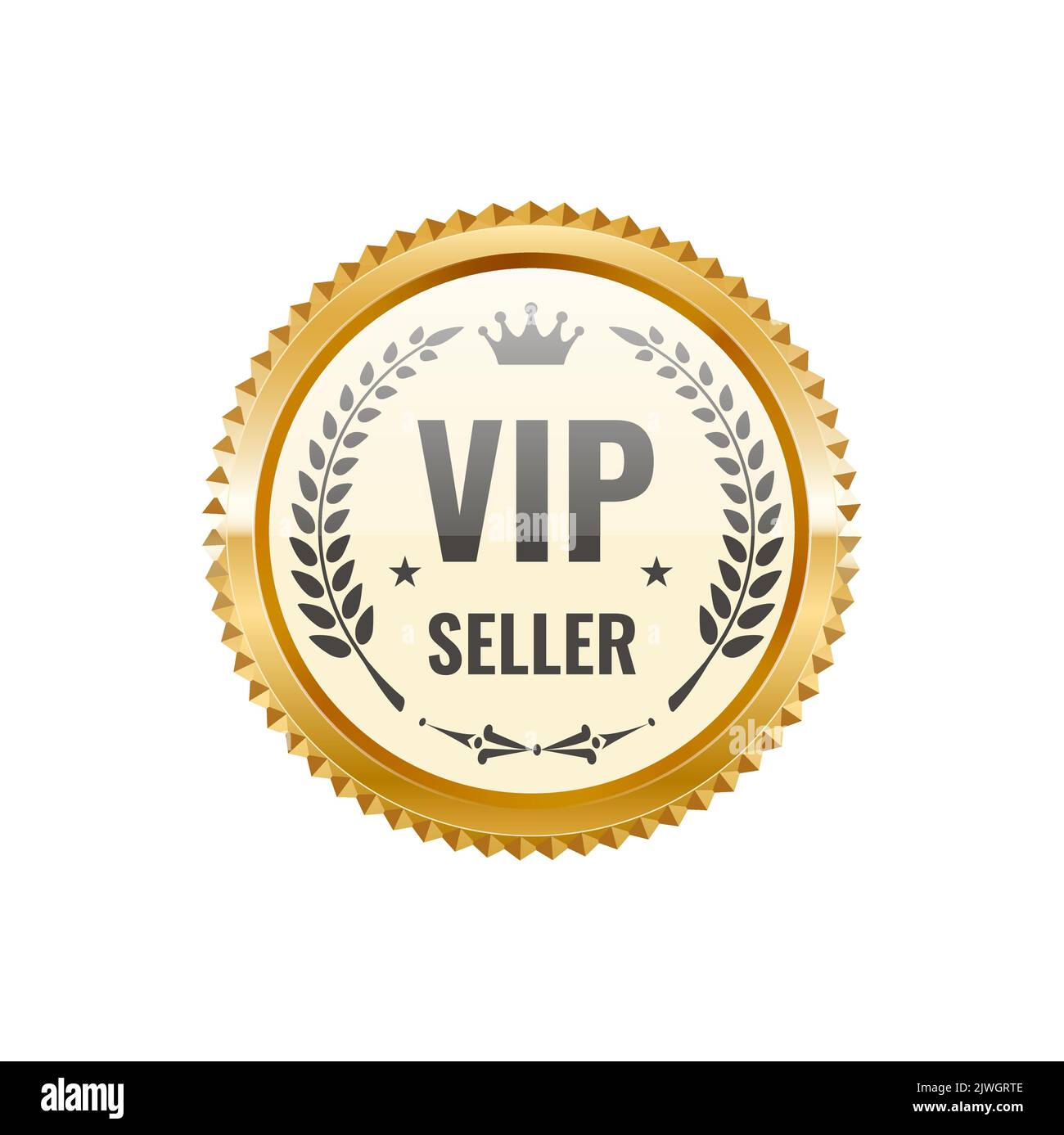VIP seller golden badge or label with laurel and crown. Luxury product ...