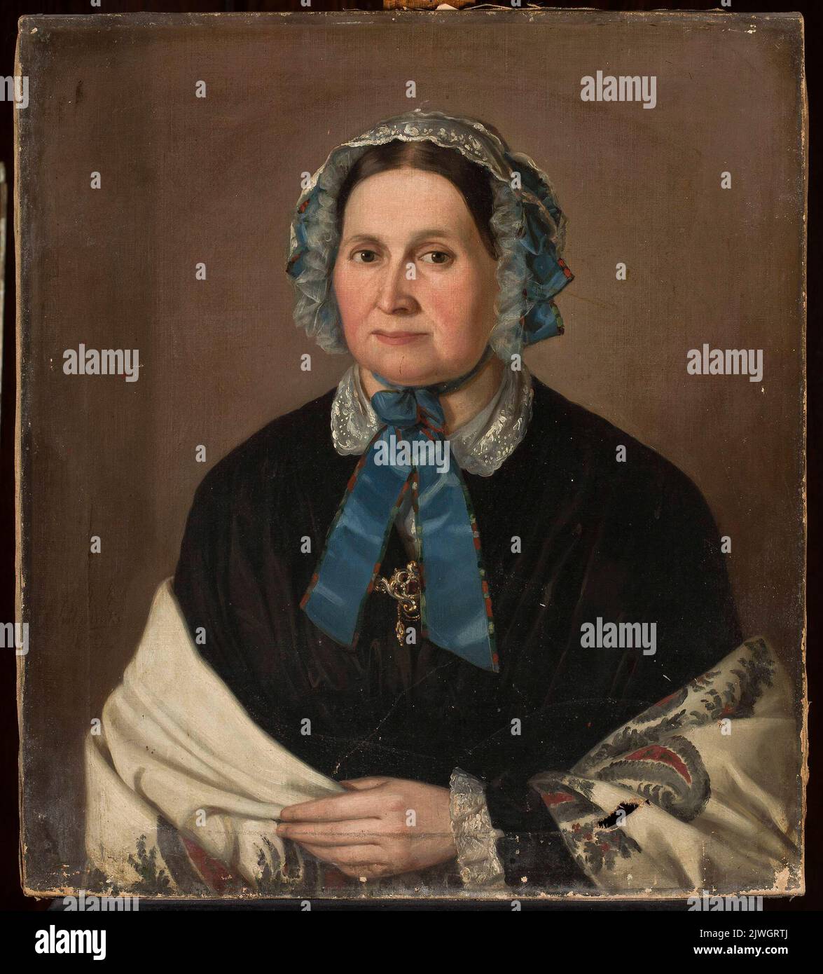 Portrait of a woman in a cap. Kolasiński, Antoni (1811-1876), painter ...