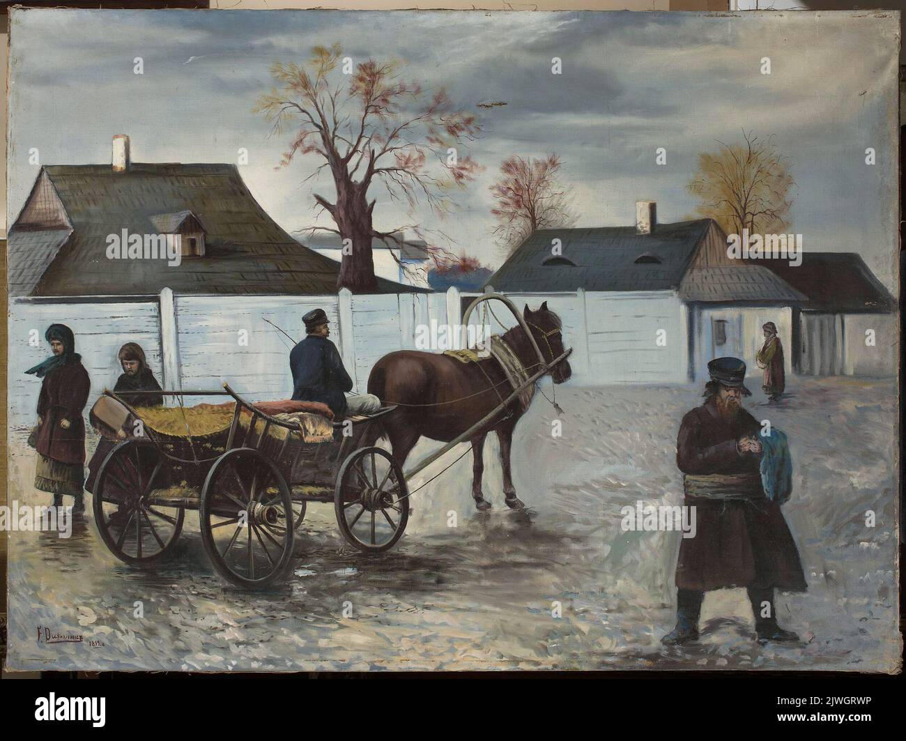 Cart in the backyard in a small town. Durakiewicz, Franciszek (? - 1902 ...
