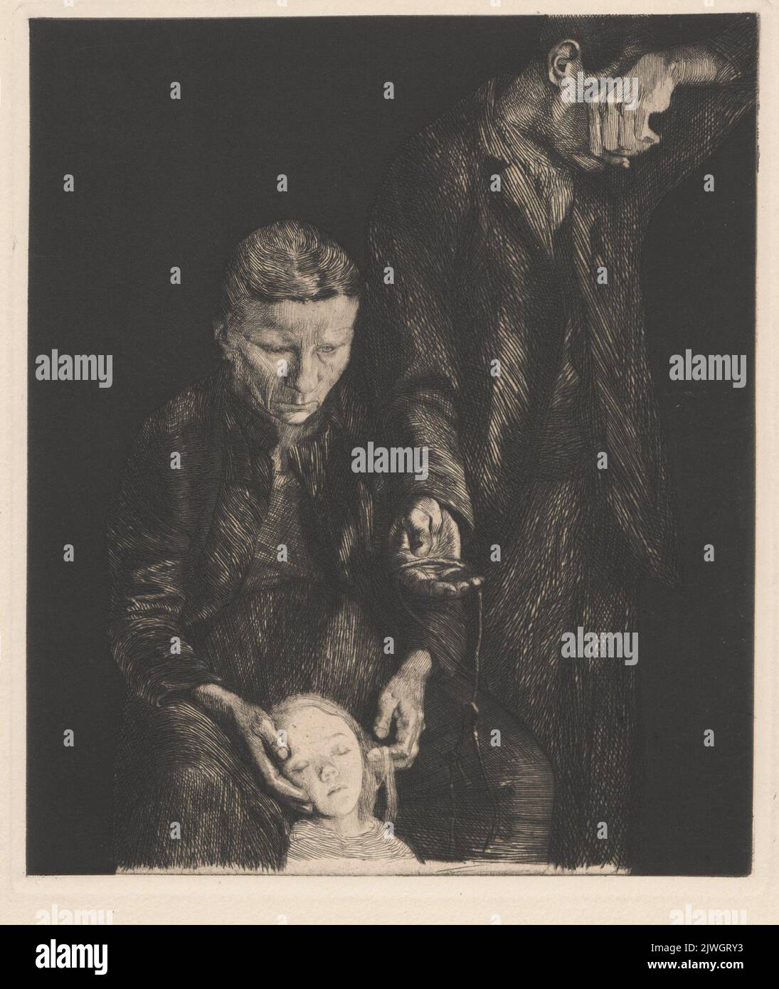 Zertretene. Arme Familie. (left part of the triptych). Emil Richter ...