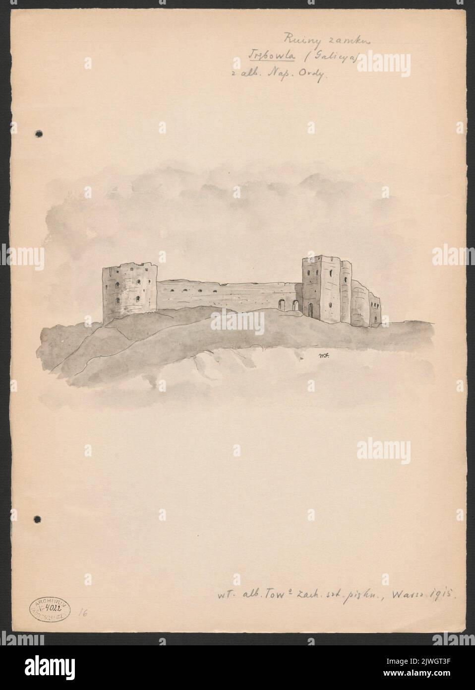 Trembowla. Castle ruins - general view, according to Napoleon Orda from ...