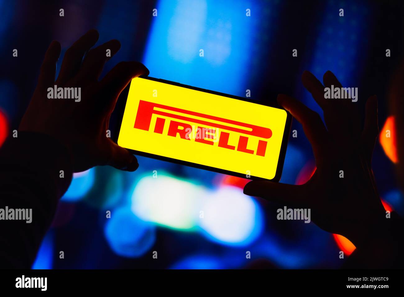 In this photo illustration, the Pirelli logo is displayed on a ...
