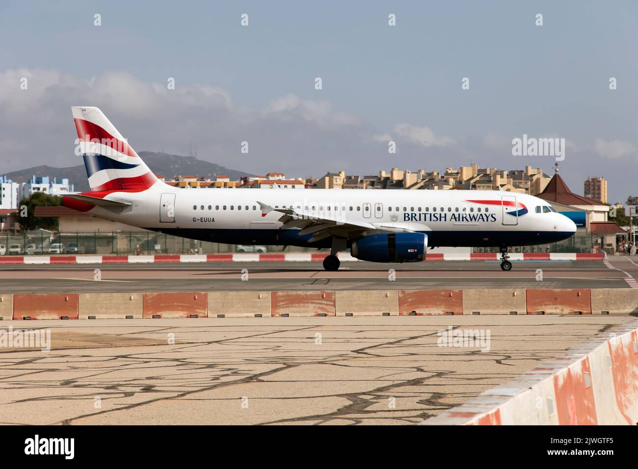 A British Airways Airbus 320 just landed at Gibraltar airport.Gibraltar ...