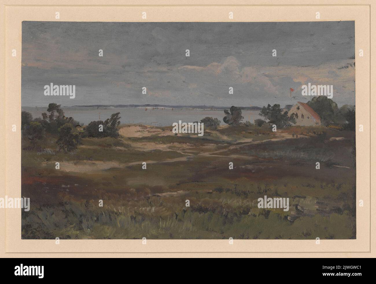 Aquatic landscape with Ahlbeck on the island of Usedom. Dressler, Adolf ...