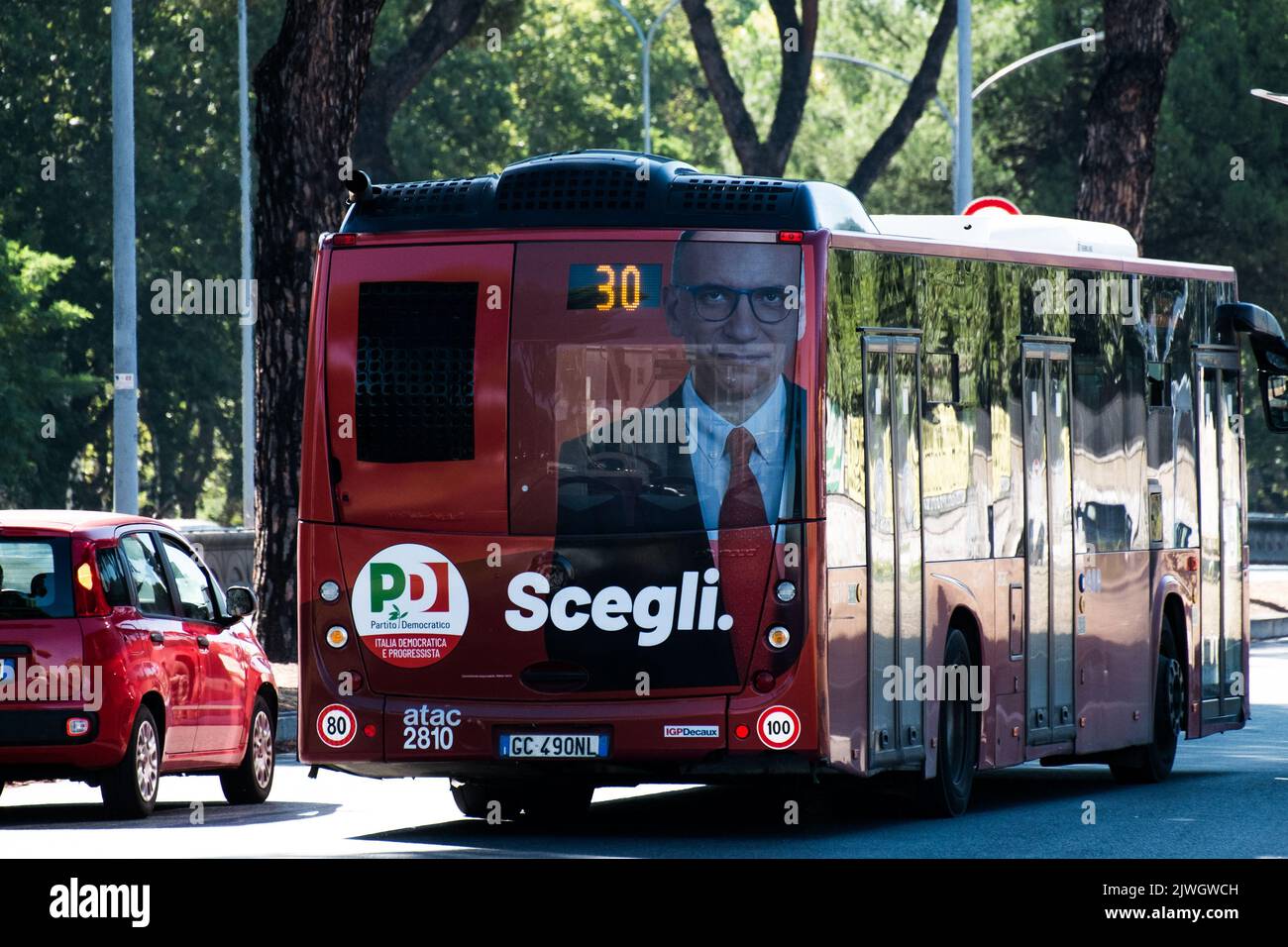 Rome, Italy, Italy. 5th Sep, 2022. A campaign poster showing Enrico ...
