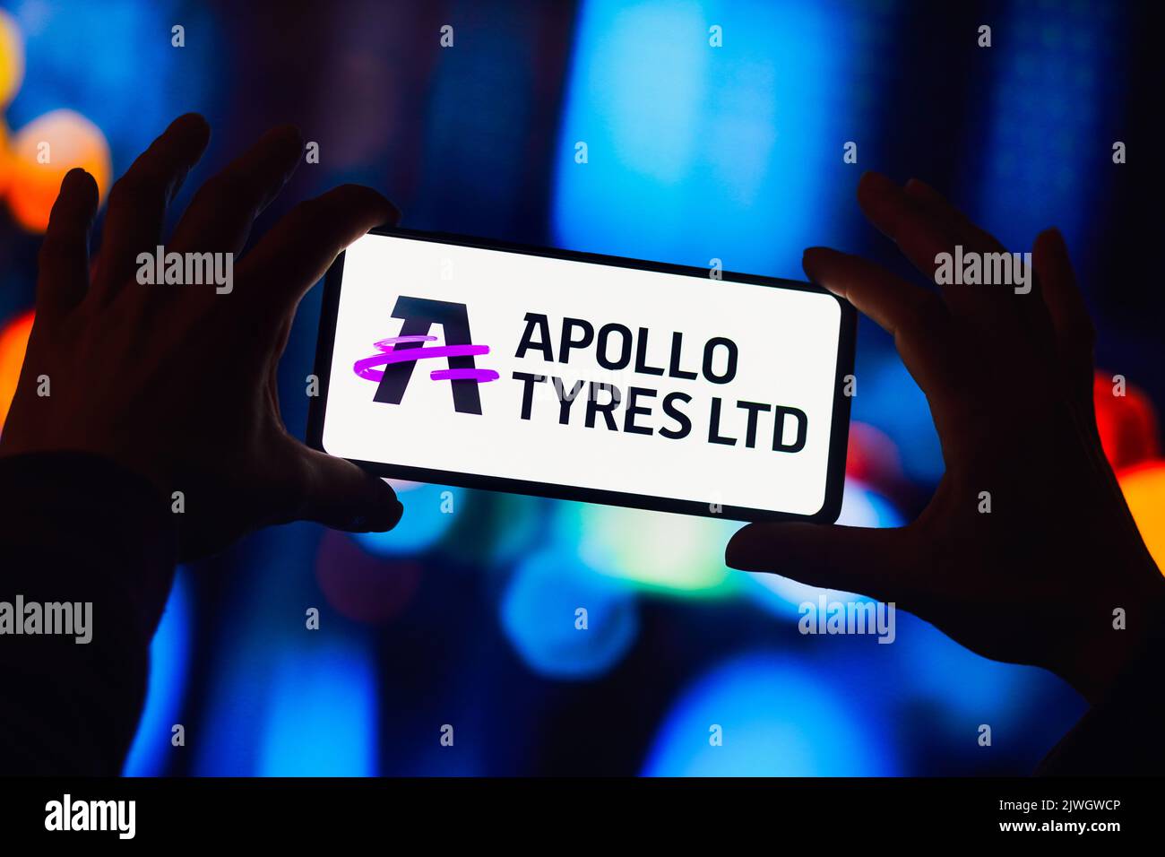 In this photo illustration, the Apollo Tyres Limited logo is displayed ...
