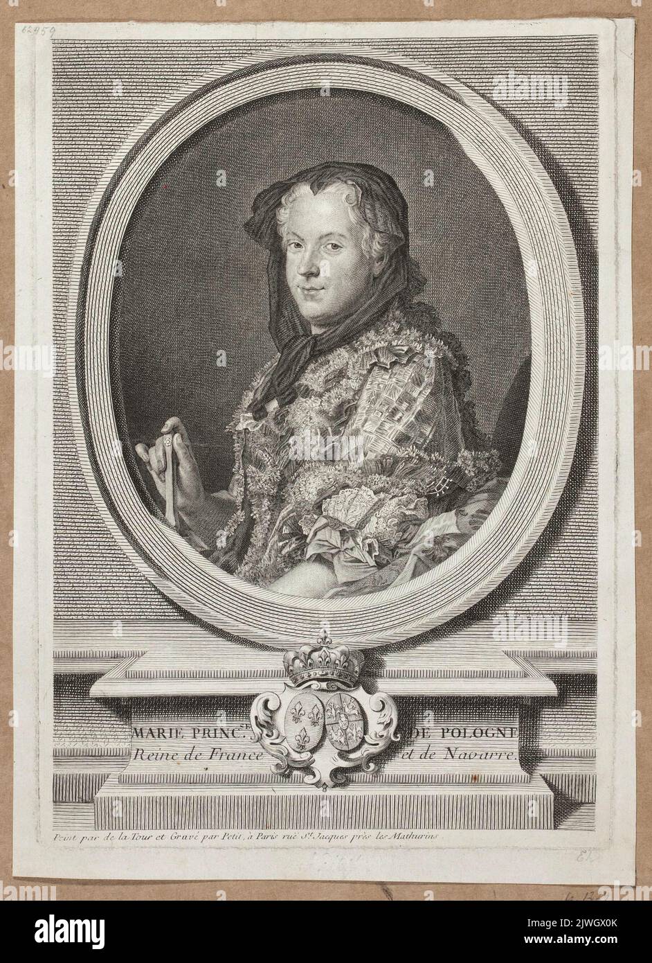 Portrait of Maria Leszczyński. Petit, Gilles Edme (1694-1760), graphic ...