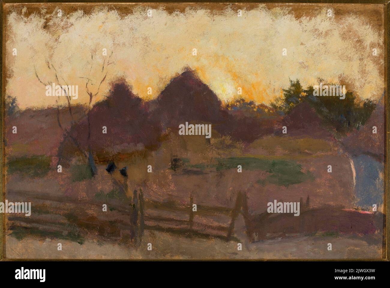 Landscape with haystacks. Makowski, Tadeusz (1882-1932), painter Stock ...