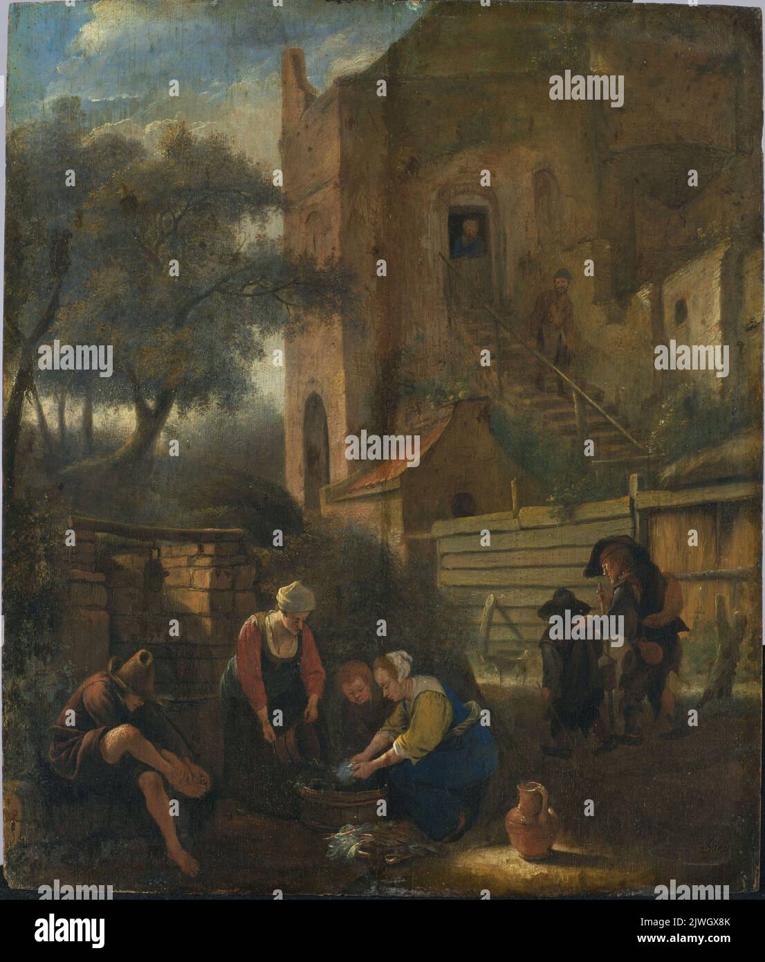 Scene at a water well. Steen, Jan (1626-1679), painter Stock Photo - Alamy