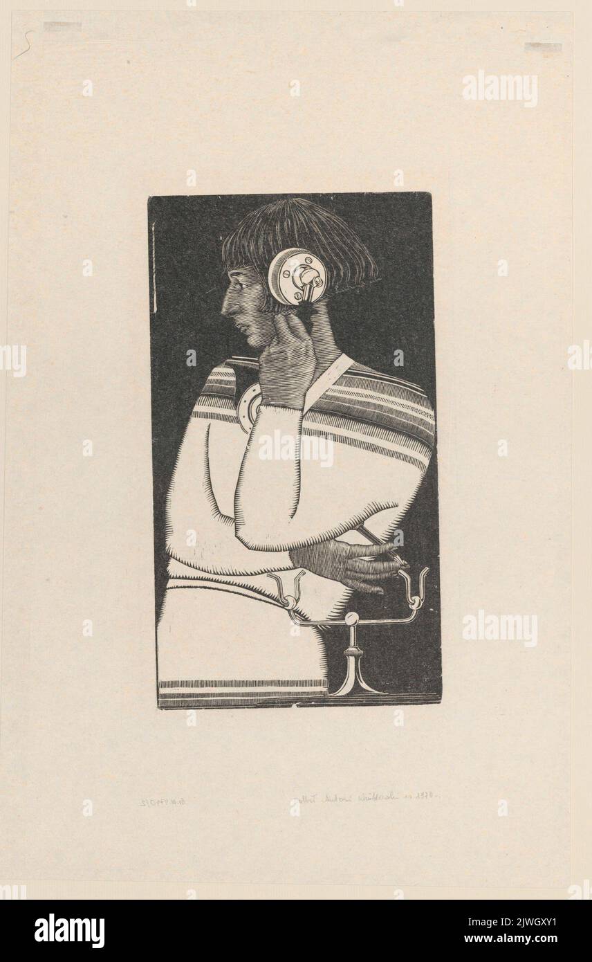 Self-portrait with telephone. Goryńska, Wiktoria (1902-1945), graphic ...