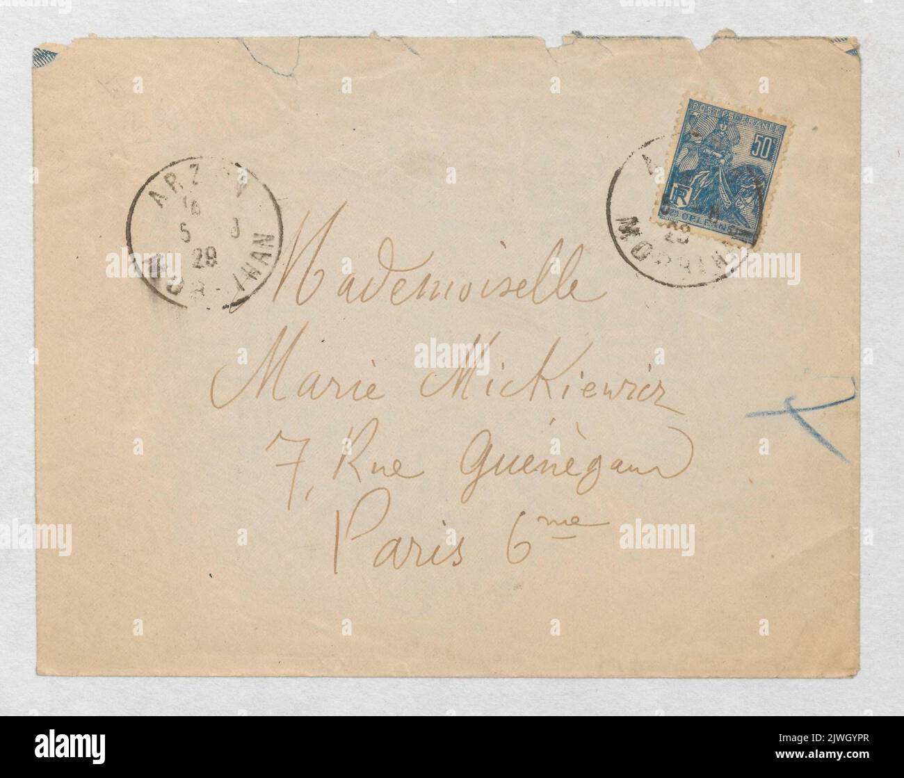 Letter to Maria Mickiewiczówna, with an envelope. Makowski, Tadeusz ...