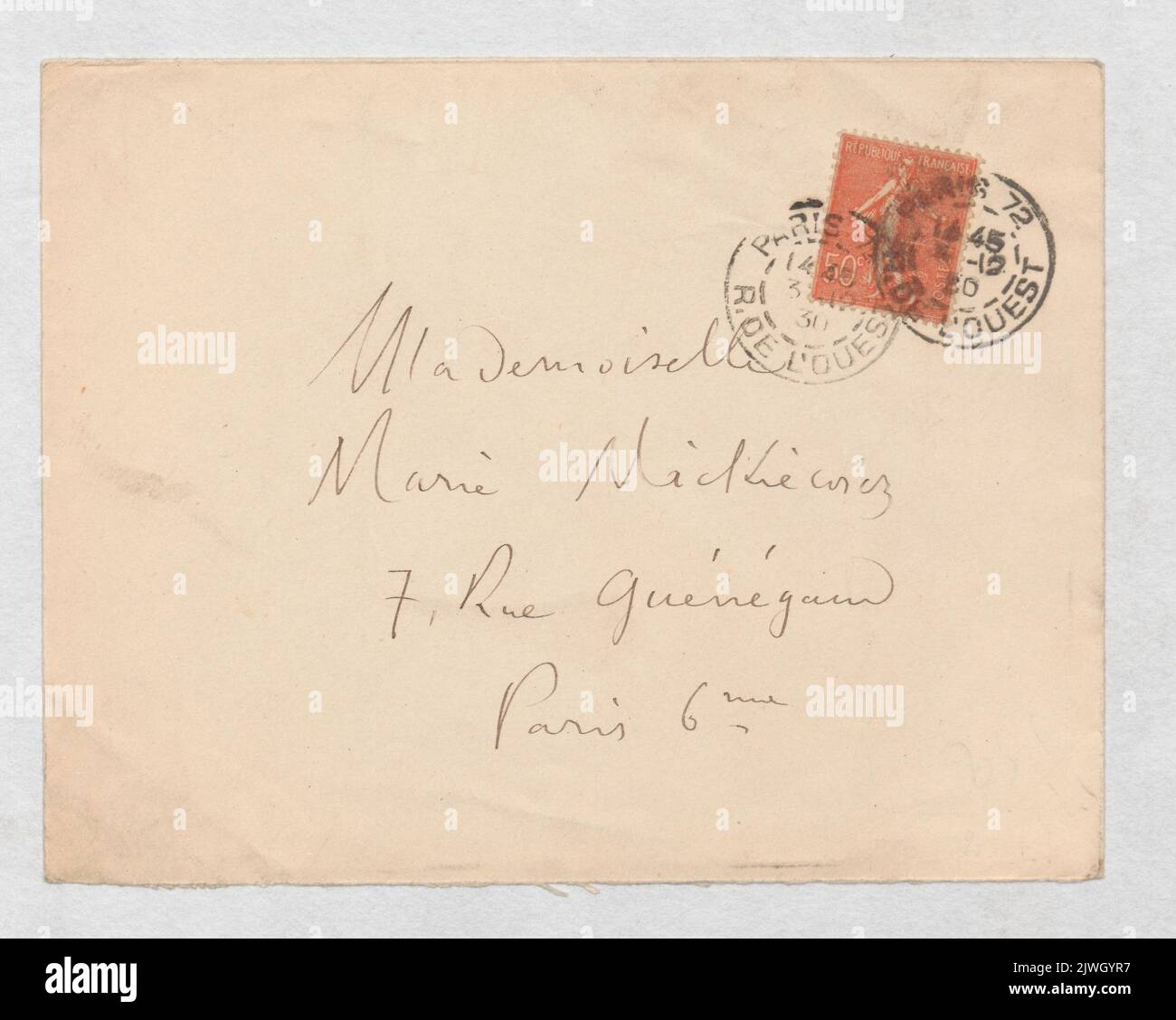 Letter to Maria Mickiewiczówna, with an envelope. Makowski, Tadeusz ...