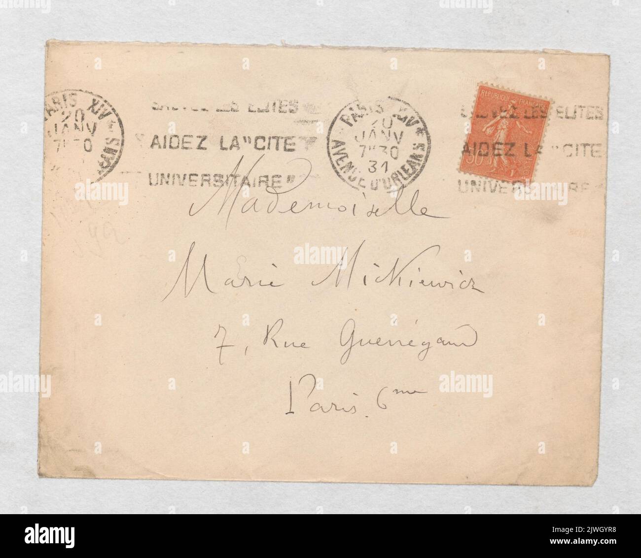 Letter to Maria Mickiewiczówna, with an envelope. Makowski, Tadeusz ...