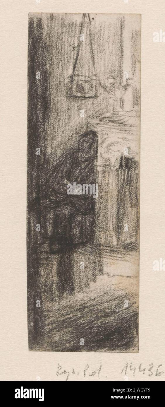 By the fireplace. Jasiński, Feliks Stanisław (1862-1901), draughtsman ...