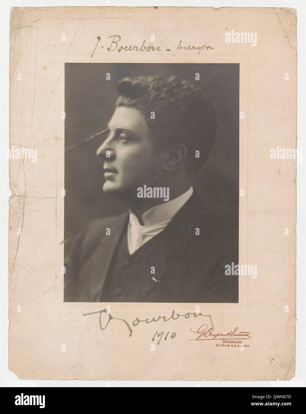 Portrait of Jean Bourbon (1875-1948), French singer (bust, profile view ...