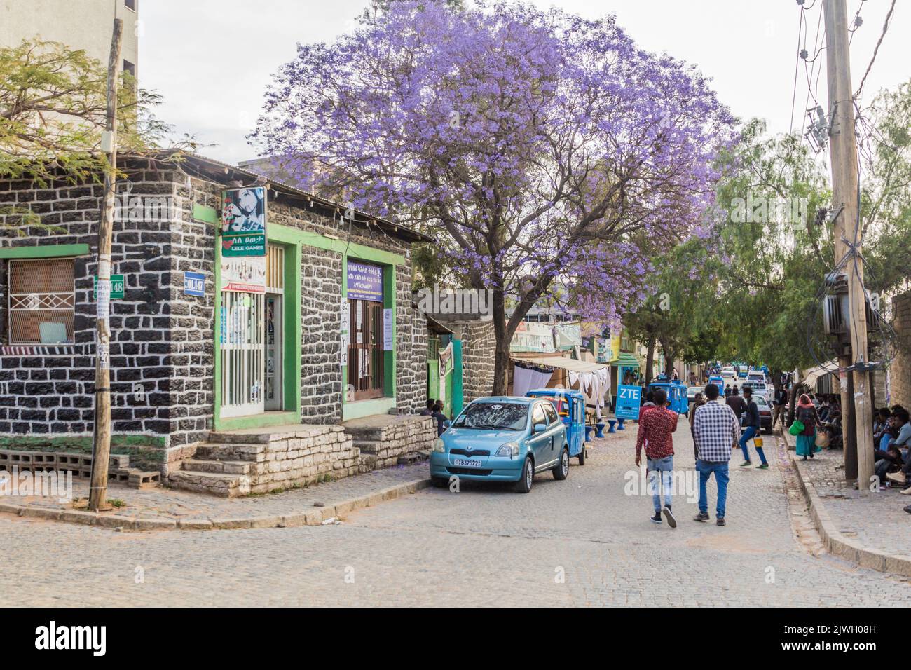 MEKELE, ETHIOPIA - MARCH 23, 2019: View of a street in the center of ...