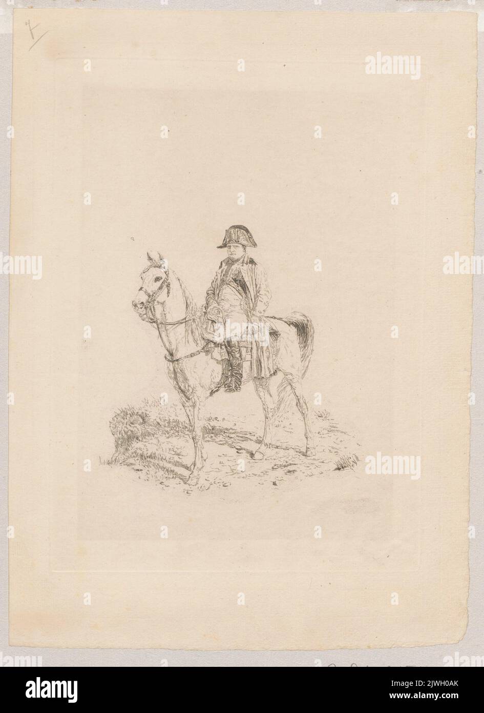 Napoleon on horseback. Jasiński, Feliks Stanisław (1862-1901), graphic ...