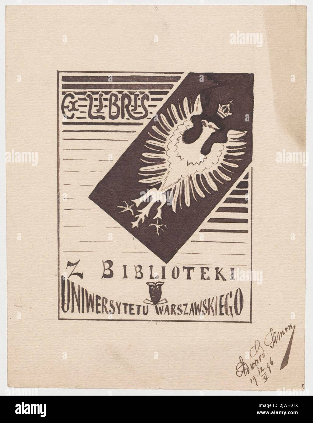 Design for a Bookplate of the University of Warsaw Library. Simon ...