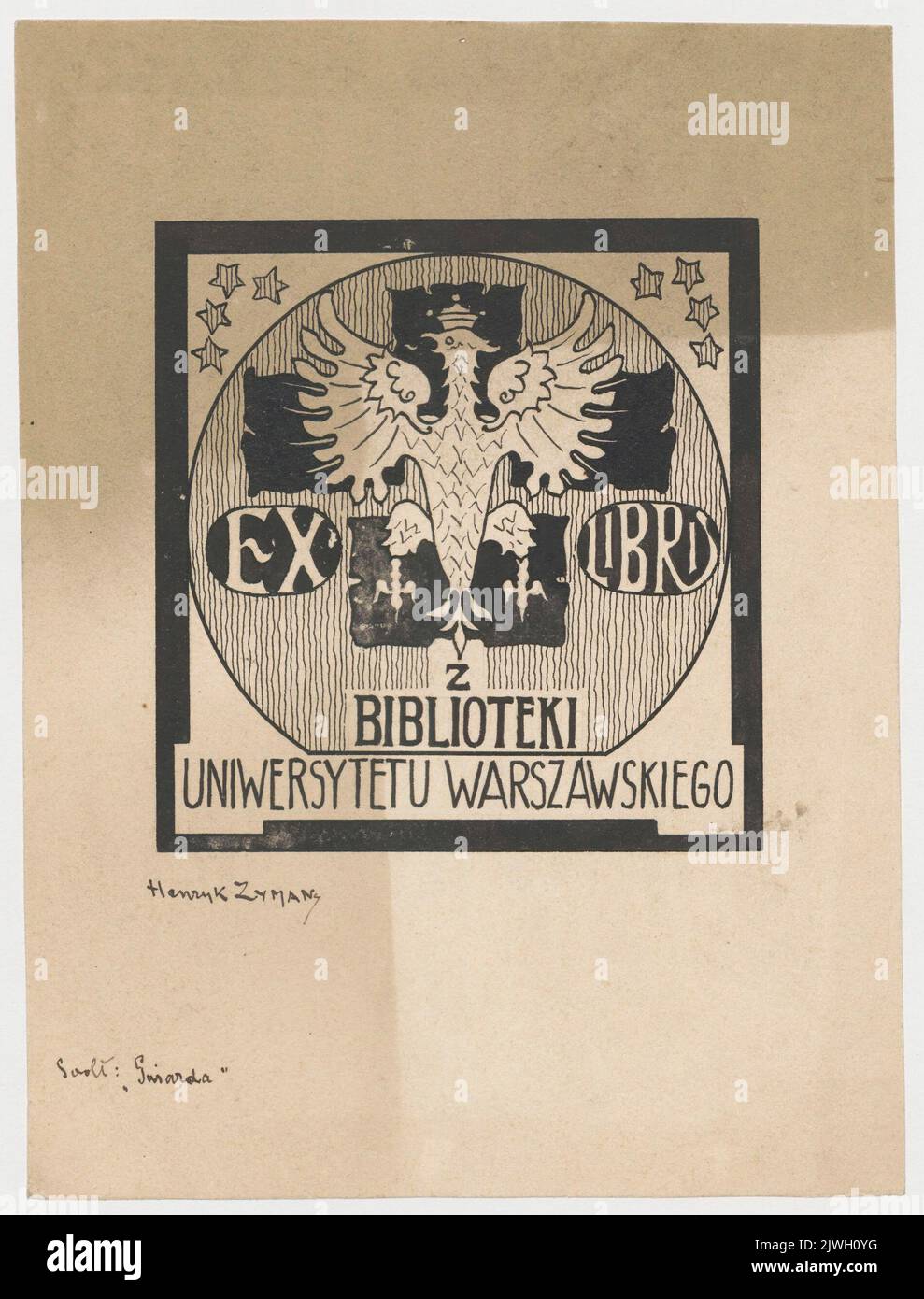 Design for a Bookplate of the University of Warsaw Library. Zyman ...